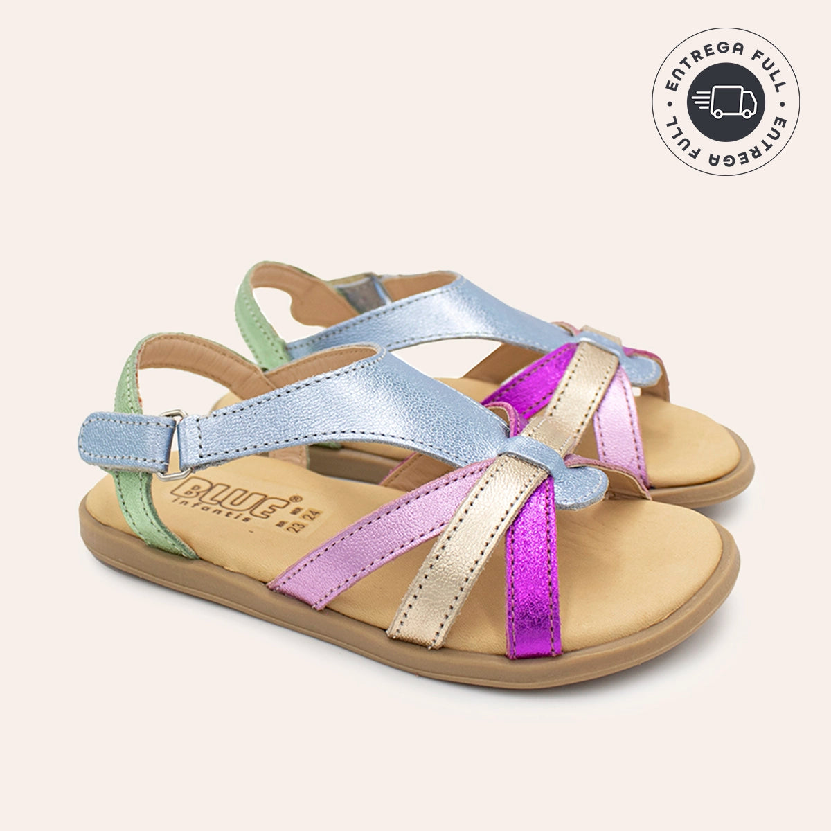 Sandália Infantil Feminina Sandy - Metal Verde Acqua